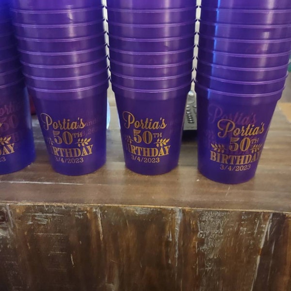 50th Birthday Cups, Personalized Birthday Cup Favors, Sun and the Sand ...