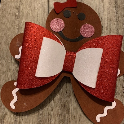Christmas Gingerbread Bow Template, Christmas Bow SVG, Christmas SVG ...