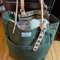 Workshop Apron in Waxed Canvas W/ Removable Leather Strap ARTIFACT Handmade in Omaha, NE - Etsy UK