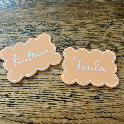 Wave Name Cards Acrylic Laser Personalised, Individual Guests Place ...