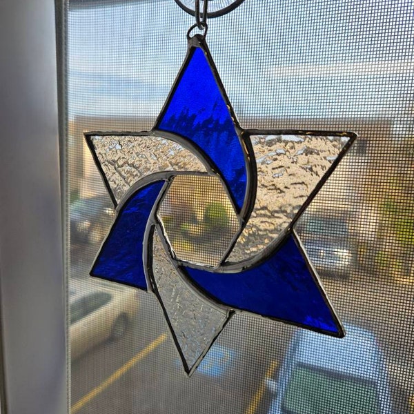 Stained Glass Star Suncatcher, Star of David, Hanukkah Gift, Jewish ...