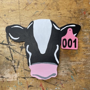 Cow Head and Tag Unfinished Wood Cutout Shape Laser Cut DIY Craft Bulk ...