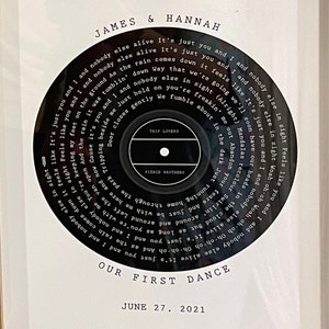First Dance Lyrics With Photo 1st Year Anniversary Gift for - Etsy
