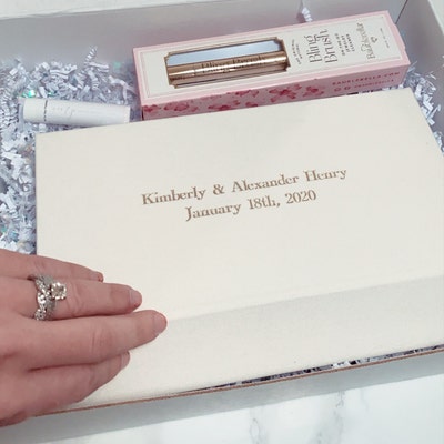 WHITE Linen Box 4x6 Photo and USB Box Off-white Ribbon Proof Print ...