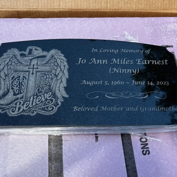 Personalized 8"x12"x1" Granite Memorial Headstone, Memorial Marker ...