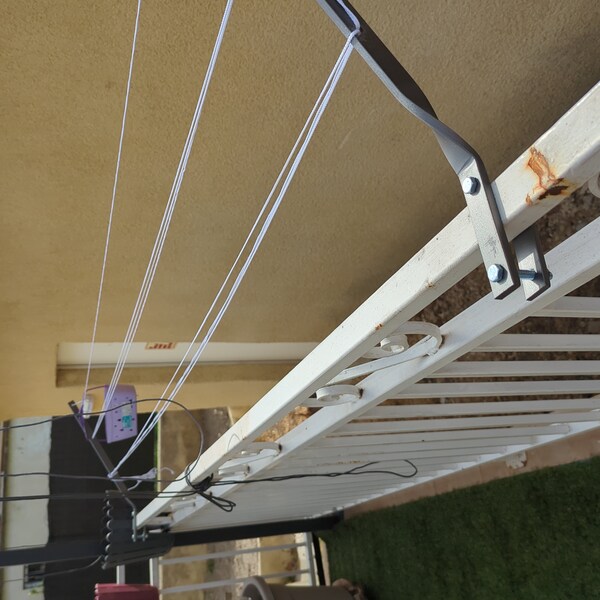 Folding Iron Wall Clothesline Brackets, Pair 20 Meters of Wire, 3 ...