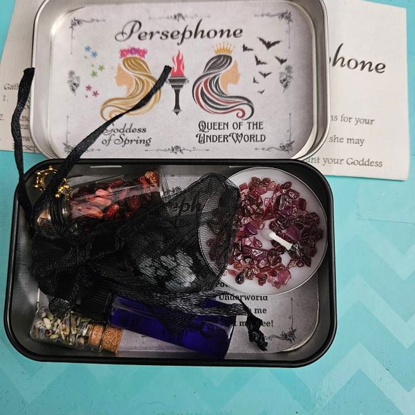 Goddess Persephone Altar Tin, Queen of the Underworld Shrine Kit ...