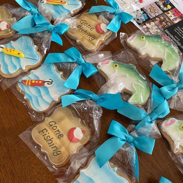 Bass Fishing Mix Cookies- Set of 6 Crunchy Shortbread Cookies ...