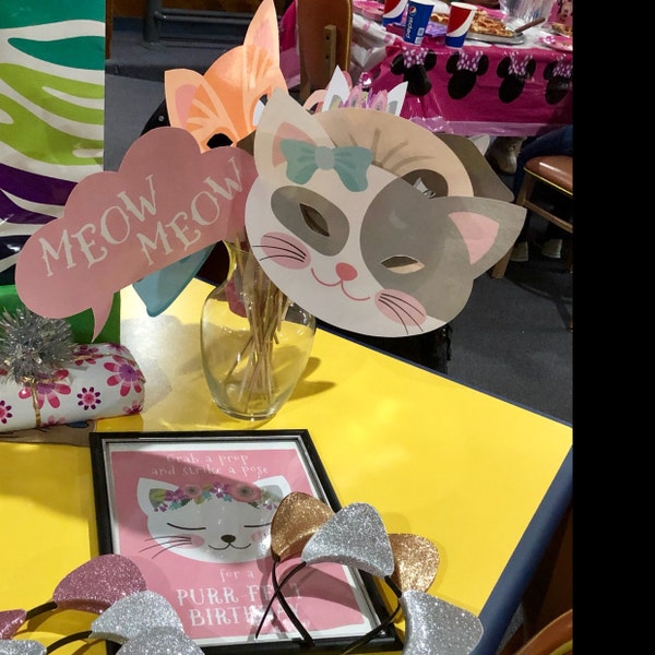 Cat Photo Booth Props - Cat - Kitten Birthday Props - Instant Download ...
