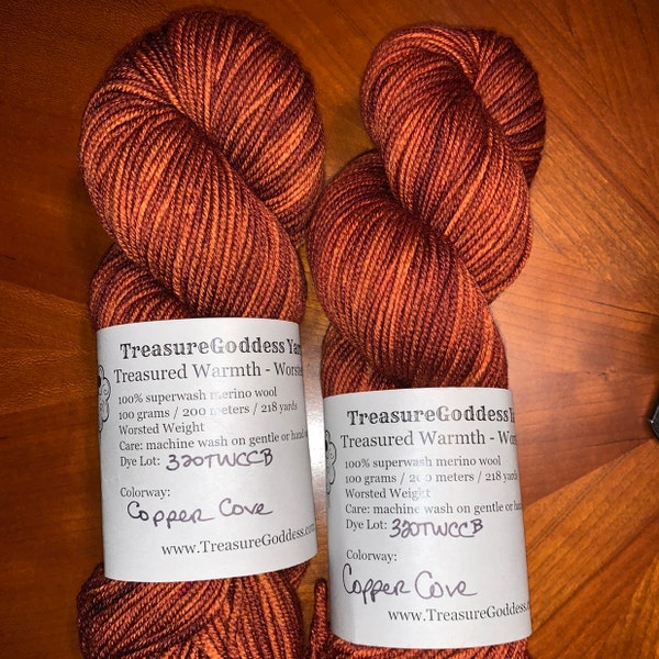 Copper Hand Dyed Worsted Weight Yarn, Copper Cove, Treasured Warmth - Etsy