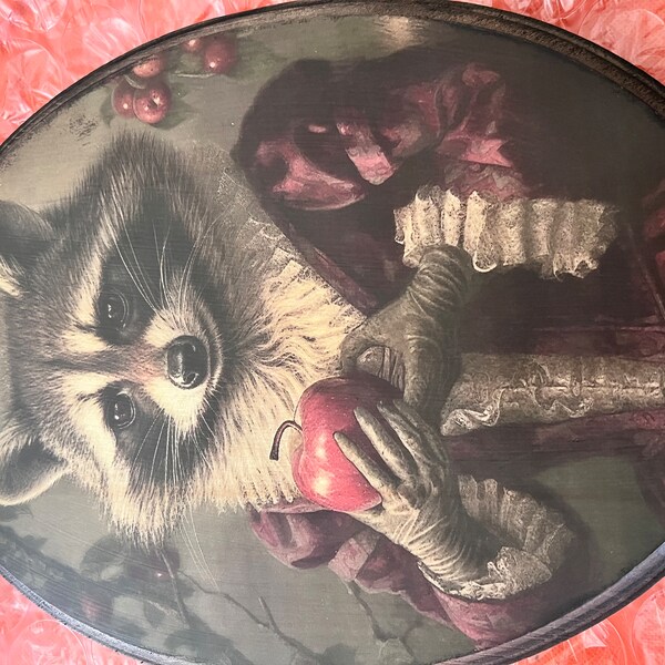 Miss Raccoon With Apple Victorian Portrait - Vintage Style Animal Wall ...