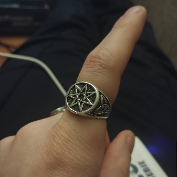 Heptagram Ring STERLING SILVER 925 Elven Star Faery Star Seven Pointed ...