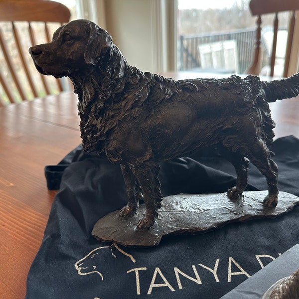 Lying Labradoodle Dog Statue | Large Bronze Resin Sculpture | Outdoor ...