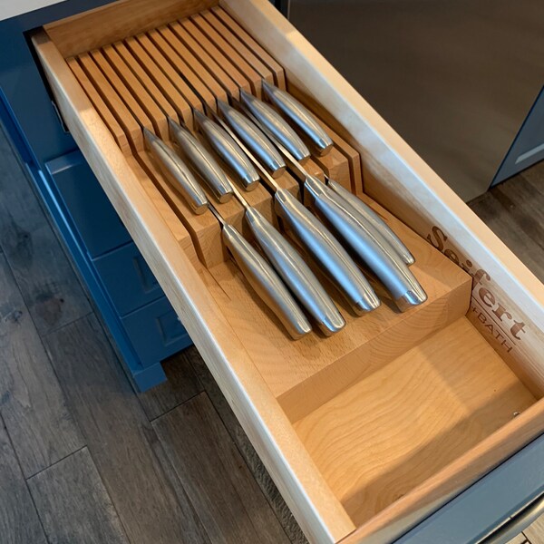 Custom Drawer Divider, Maple Silverware Organizer, 7 Spaces ...