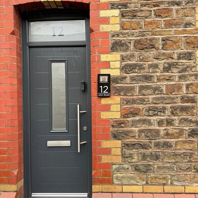 House Number Signs Black House Number Door or Brushed Silver Aluminium ...