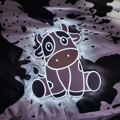 Cute Cow Light Sign, Cow Neon Like, Cow Night Light, Edge Lit LED, Cow ...