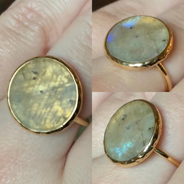 Round Disc Ring Gold Filled Circle Hammered Geometric Circular - Etsy