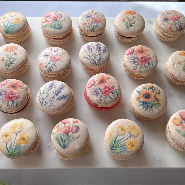 French Macarons Spring Flowers - Choose Your Flavors - Spring, Lavender ...