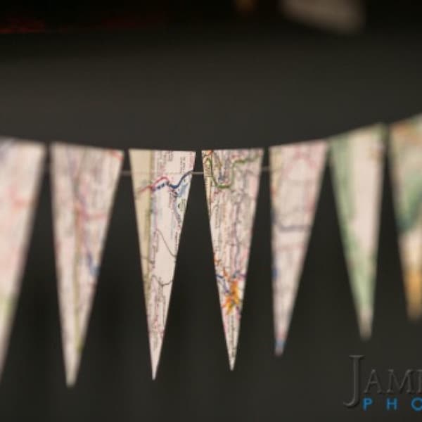 Mini Map Bunting - Paper Bunting - Travel Theme - Ready to Ship - Etsy
