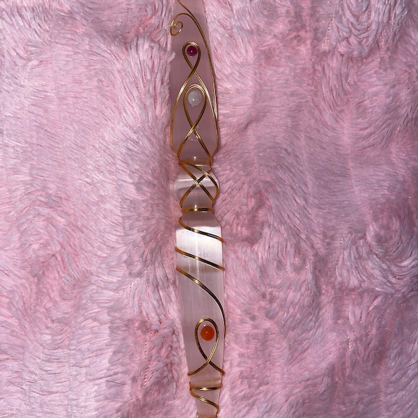 Handcrafted Selenite Crystal Wand: Wire Wrapped Healing Stone - Etsy