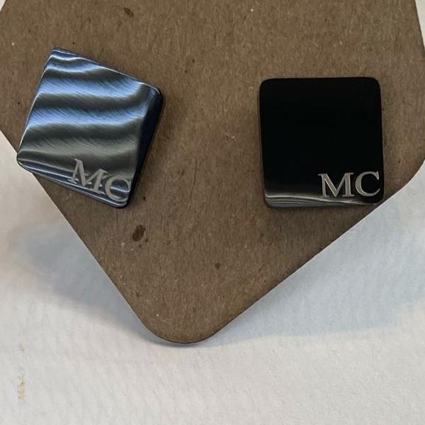 Engraved Square Cufflinks in Gold Silver and Black Finish, Gift for ...