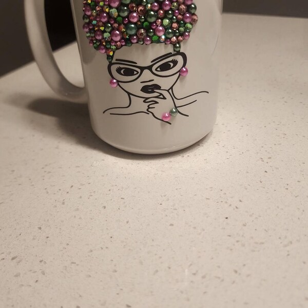 Mug, Bling Mug, Cup, Rhinestone Mug, Glass Rhinestones, Ceramic Mug ...