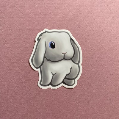 Blue-eyed White Lop Bunny Sticker Printed Chibi BEW Rabbit - Etsy