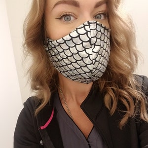 Mermaid Face Mask 16 Colors Hologram Spandex Outside and Cotton Spandex ...