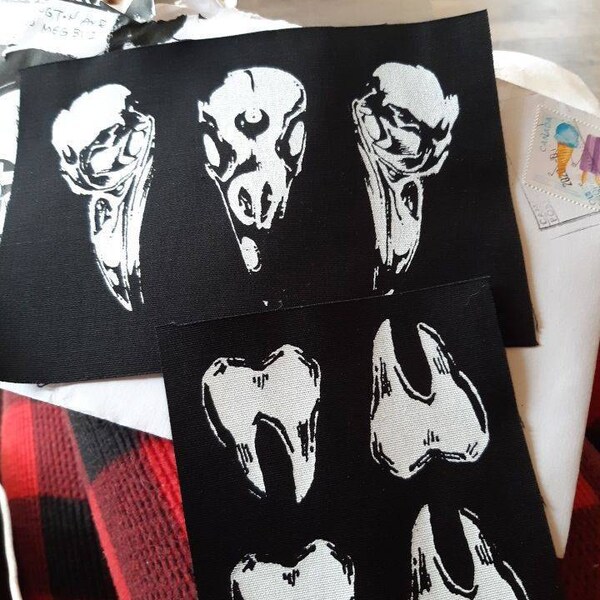 4 Teeth Punk Horror Handmade Sew-on Fabric Patches Set - Etsy