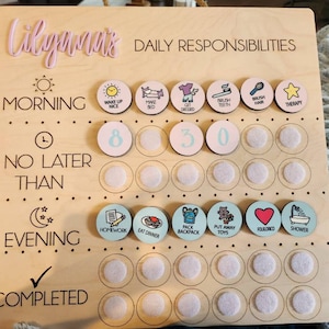 Personalized Childs Chore Chart With Pictures, Daily Toddler Routine ...