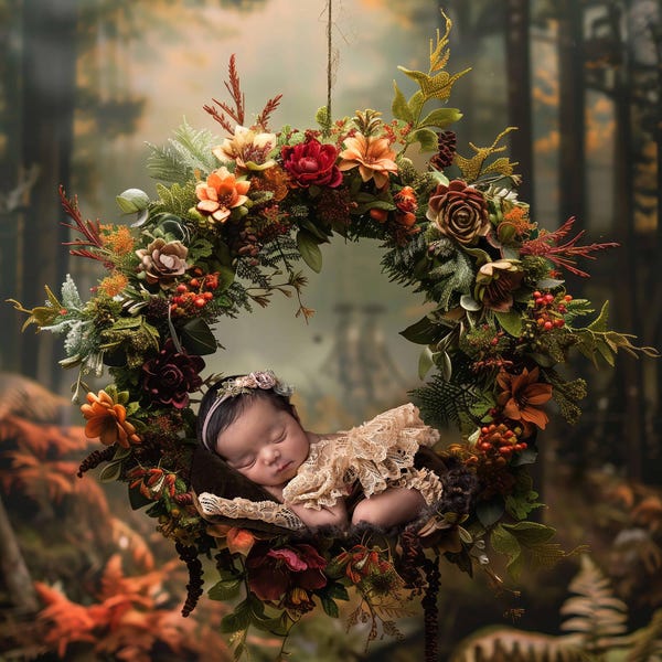 FALL NEWBORN Digital Backdrop, Newborn Composite, Newborn Photography ...