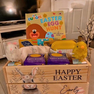 Personalised Easter Crate Personalised Easter Box Rabbit Design Easter ...