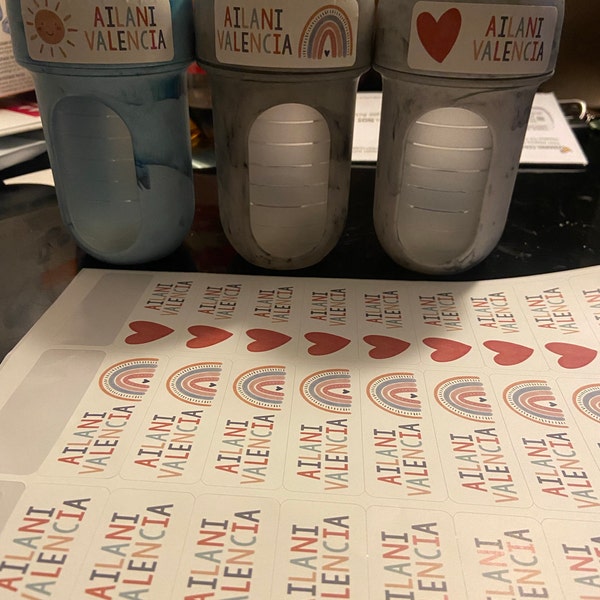 30 Personalized Watercolor Rainbow and Sun Name Labels | Waterproof ...
