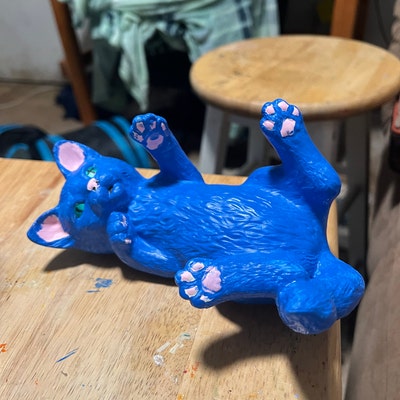 Ready to Paint Ceramic Cat Figurine, Paint It Yourself Stretching Cat ...