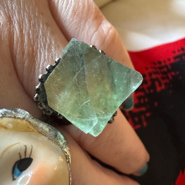 The “bog Witch” Ring , Adjustable Fluorite Hand Soldered Ring - Etsy