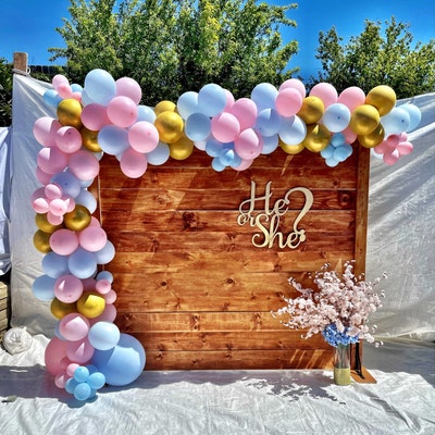 He or She Backdrop Wooden Sign, Gender Reveal Decor, Baby Shower Wood ...