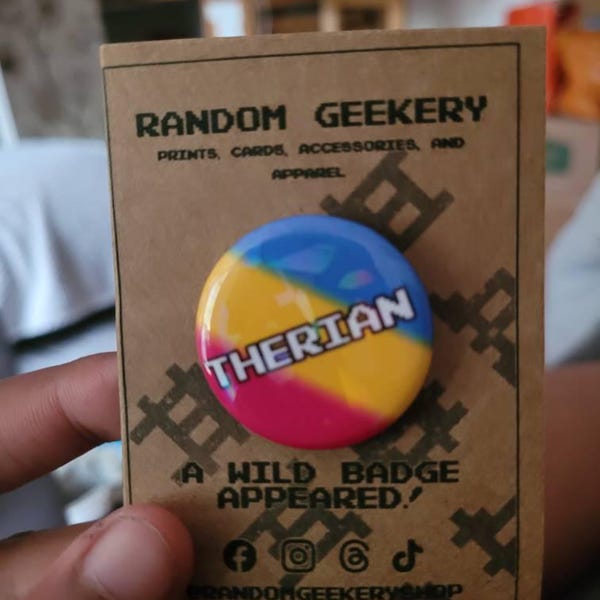 Therian Pride Sparkly Pin Badge, Holographic Badge, Otherkin Accessory ...