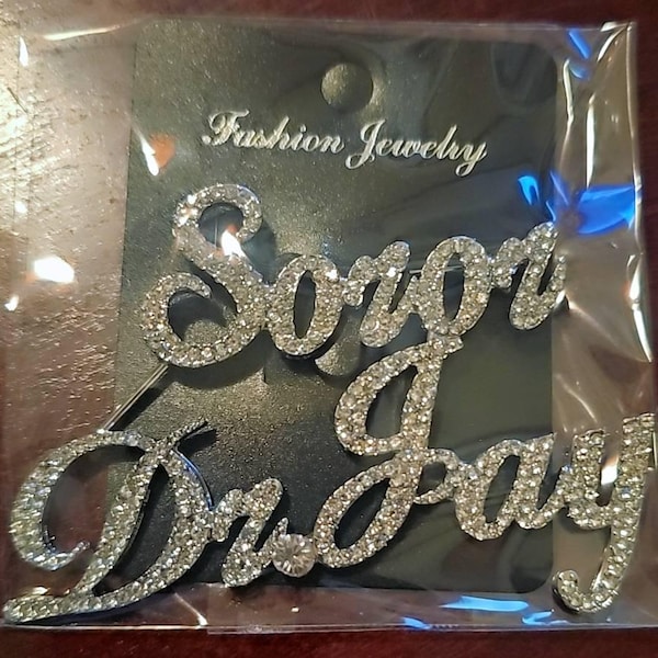 Custom Cursive Letters Soror Name Pin, Sparkle Name Brooch ...