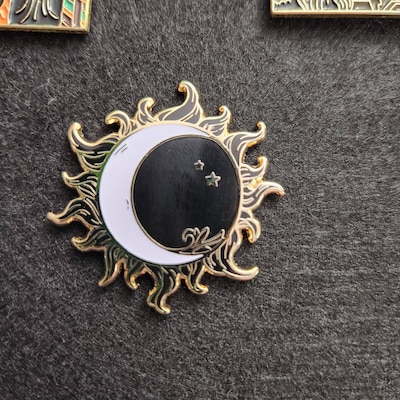 Celestial Moon and Star Collar Pins Hard Enamel Pin Silver Colored ...