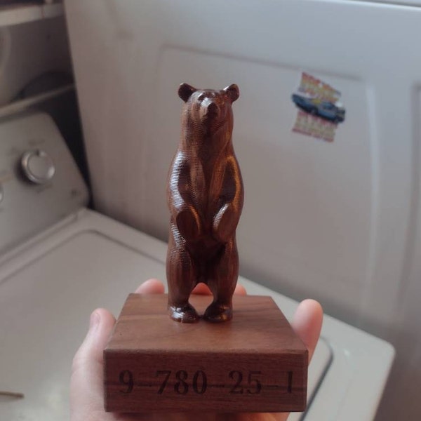 Wooden Bear Statue. Carved From a Solid Block of Wenge. Standing Pose ...