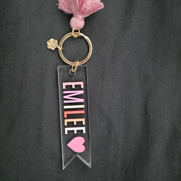 Personalized Name Keychain, Custom Tassel Clear Keychain, Bridesmaid ...