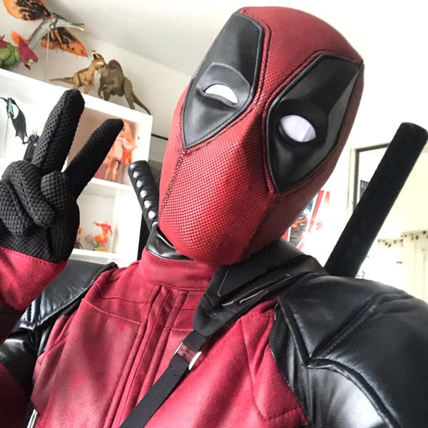 Deadpool Halfshell Costume Cosplay Mask With Screen Printed Fabric and ...