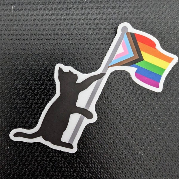 Rainbow Pride Flag Cat Sticker - Etsy