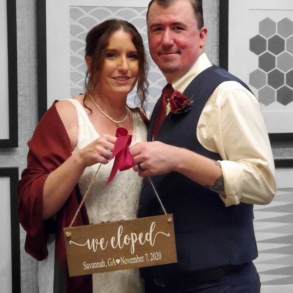 We Eloped Sign-12 X 5.5 Wedding Date Sign-elopement Sign-rustic Wood ...