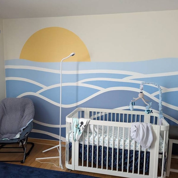 Wave Wall Decal / Wave Wall Mural / Wave Wallpaper / Nautical Wall ...