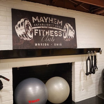 Custom Fitness Club Sign Fitness GYM Wall Art Established Date ...