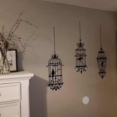 Gothic Home Decor, Goth Wall Decals, Vintage Style Birdcages With ...