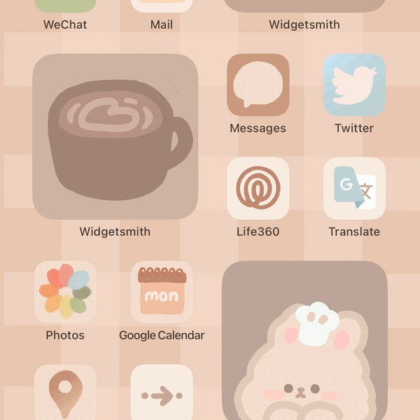 Cute Neutral Hand Drawn Ios & Android App Icons | Home Screen Set ...
