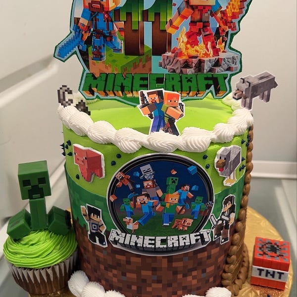 Video Game Pixels Edible Cake Wrap or Gamer Birthday Cake Topper - Etsy