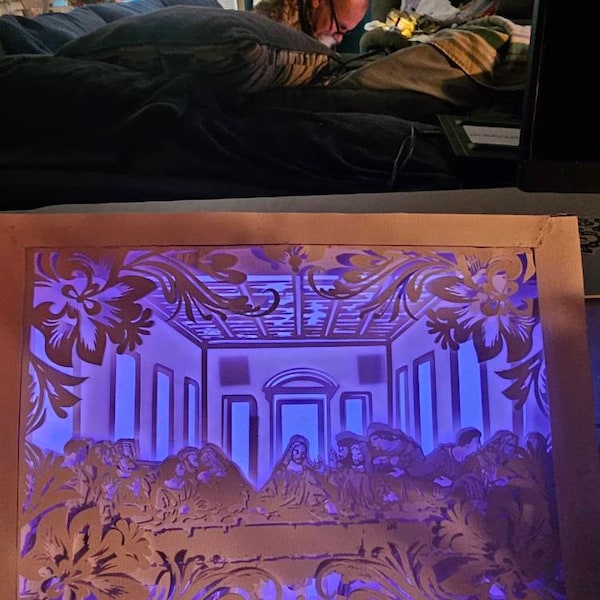 Last Supper Shadow Box SVG Template, Da Vinci Papercut Lightbox Cricut ...